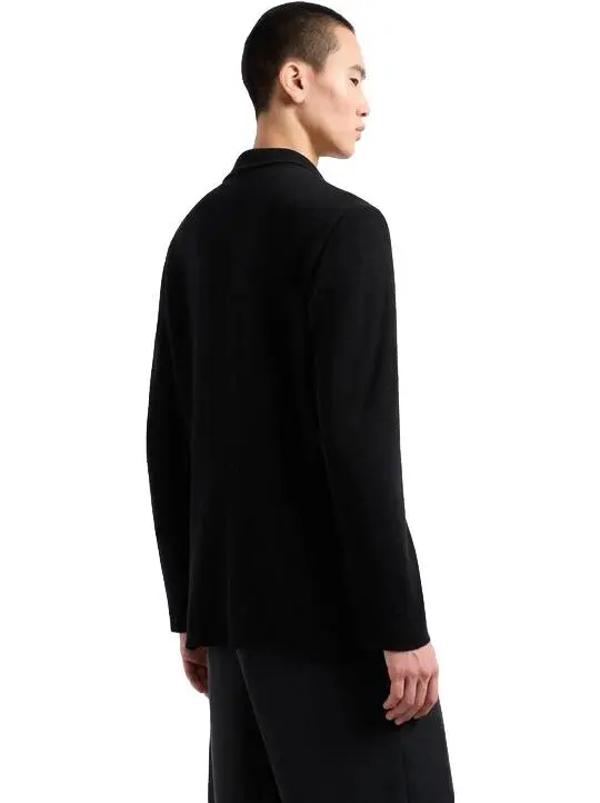 Giorgio Armani Double-breasted Jacket In Virgin Wool And Cashmere - Black