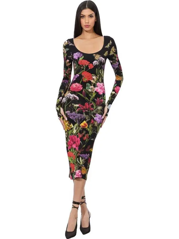 Alice + Olivia Delora Print Midi Dress - Floral