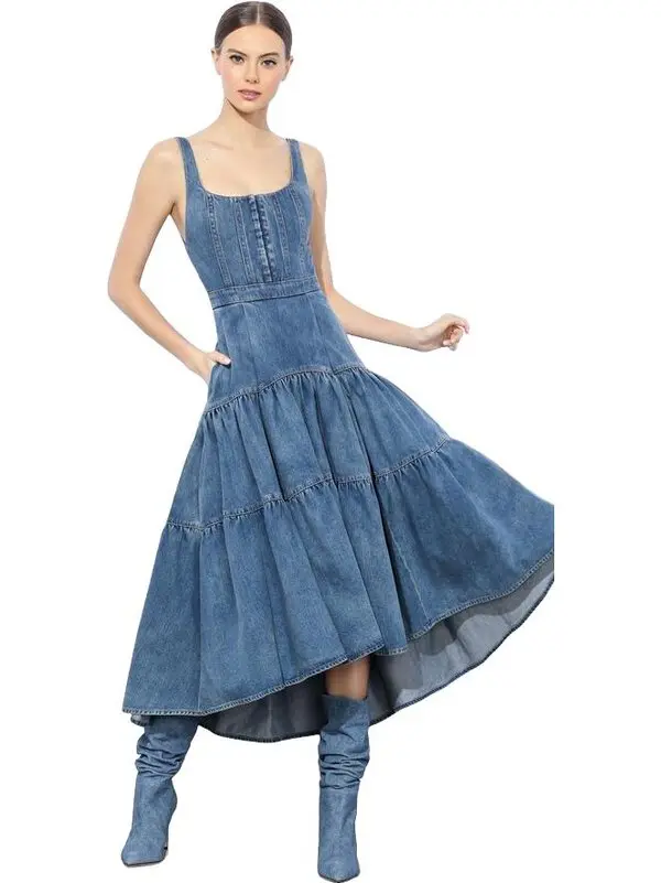 Alice + Olivia Diana Structured Midi Dress - Blue