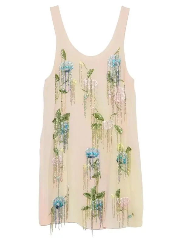 Blumarine Floral-embroidered Dress - Neutrals