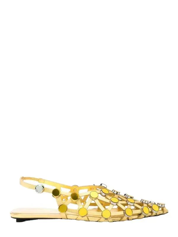 Attico Grid Ballerina Flats - Gold