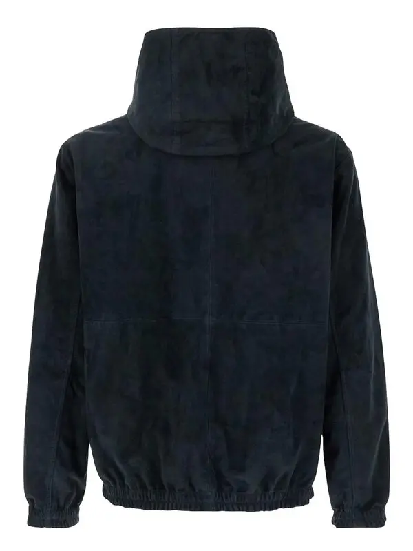 ARMA Reversible Suede And Tech Fabric Jacket With Hood - Blue