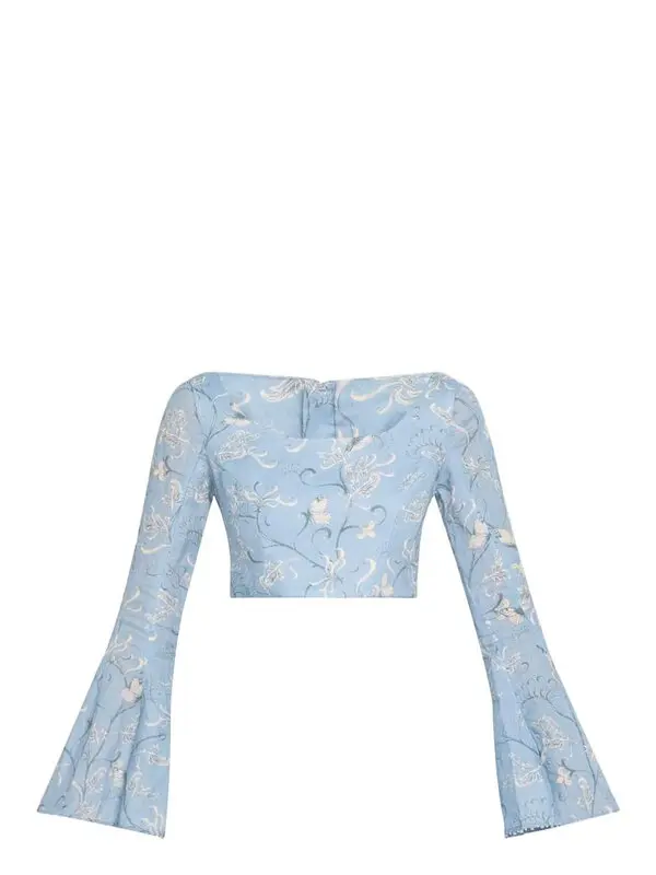 Agua Bendita Limoncillo Linen Cropped Top - Lymanopoda