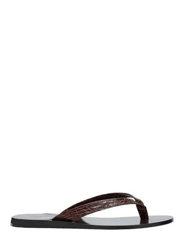 GIUSEPPE ZANOTTI Hally 10 Croc-effect Leather Flip Flops - Cuoio