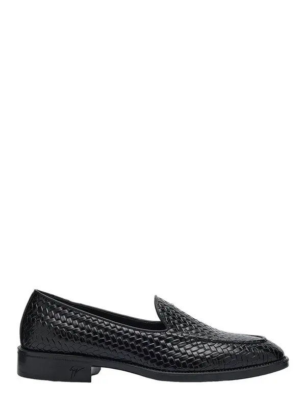 GIUSEPPE ZANOTTI Sorrento 15 Woven Leather Loafers - Nero