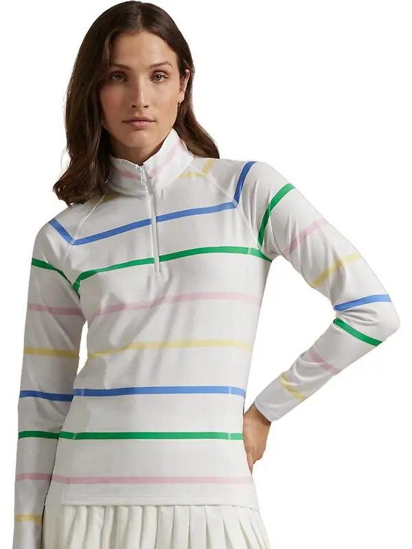 Ralph Lauren Striped Stretch Jersey Quarter-zip - Ceramic White Multi