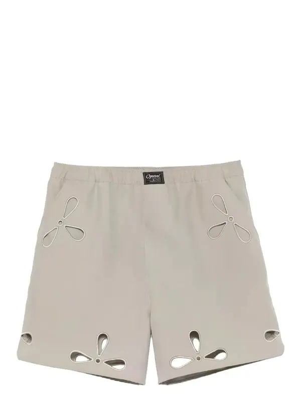 Coperni Petal-embroidered Cut-out Shorts - Neutrals