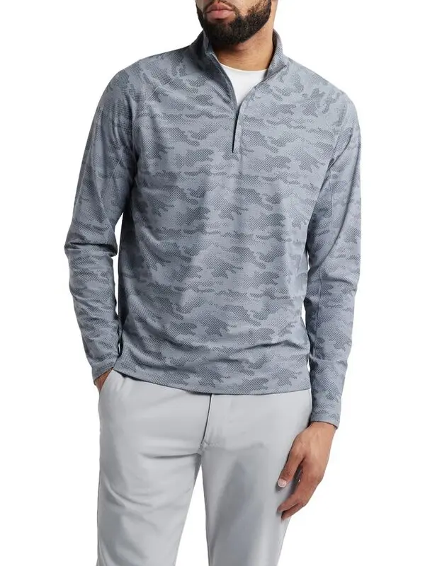 Johnnie-o Talbert Waffle Camo Print Quarter Zip Pullover - Thunder
