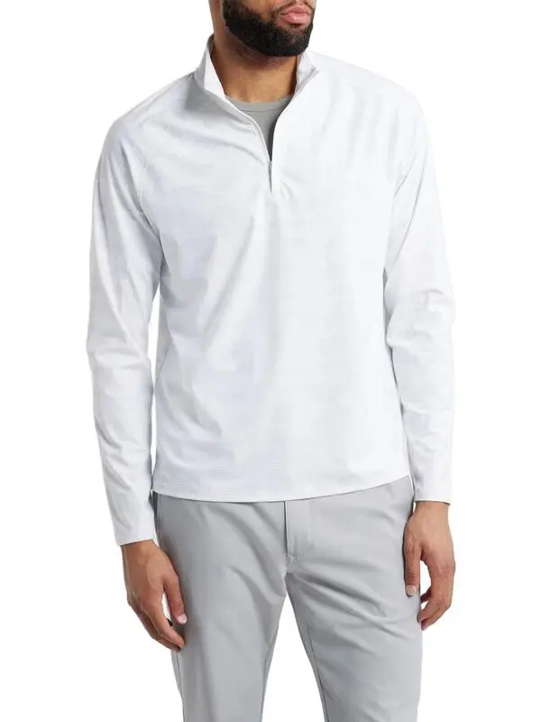 Johnnie-o Talbert Waffle Camo Print Quarter Zip Pullover - White