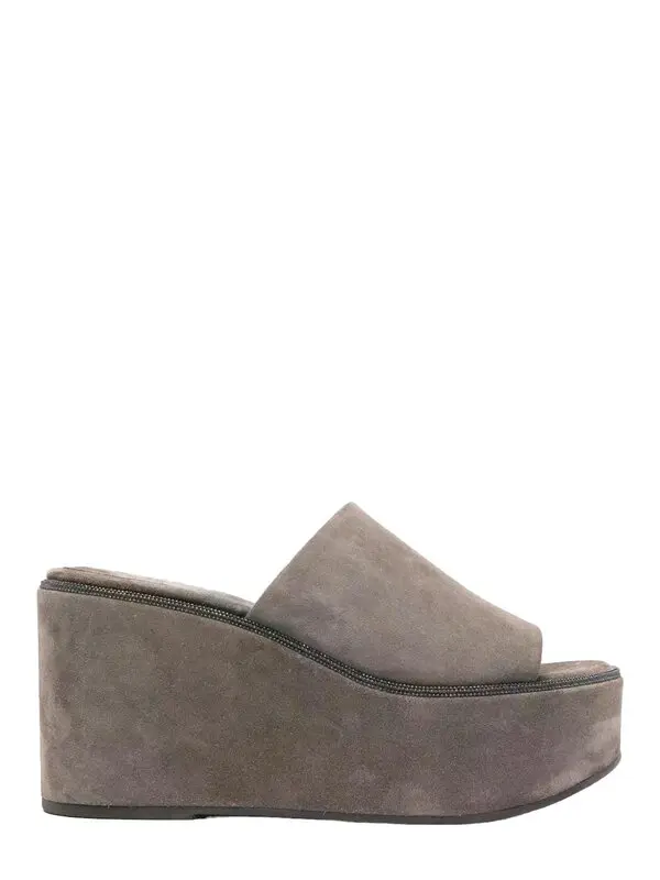 Brunello Cucinelli 95mm Suede Sandals - Brown