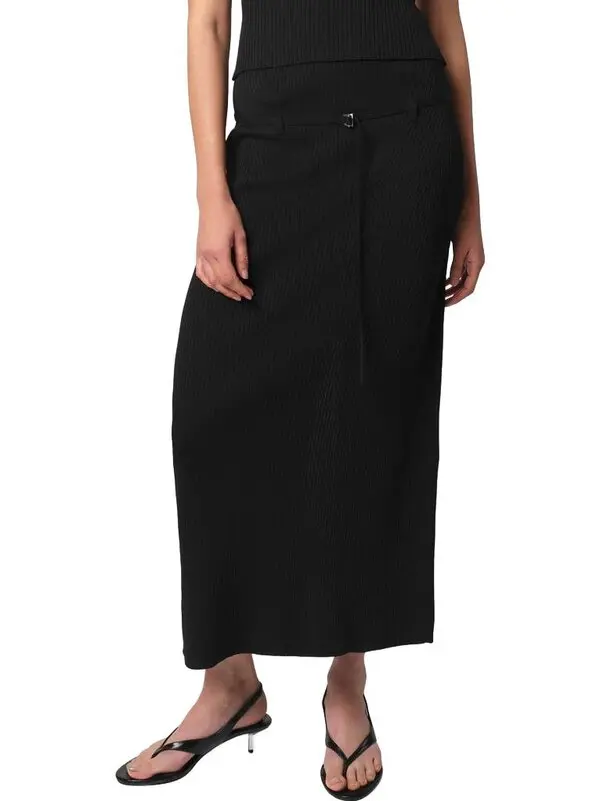 Apparis Judd Belted Rib Maxi Skirt - Noir