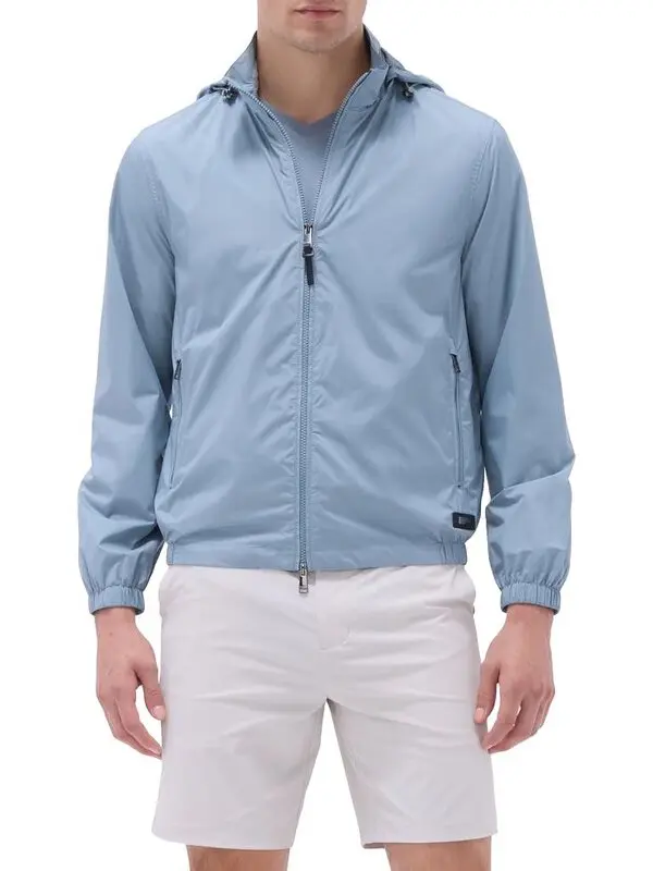 Bugatchi Water Repellent Packable Jacket With Removable Hood - Shark