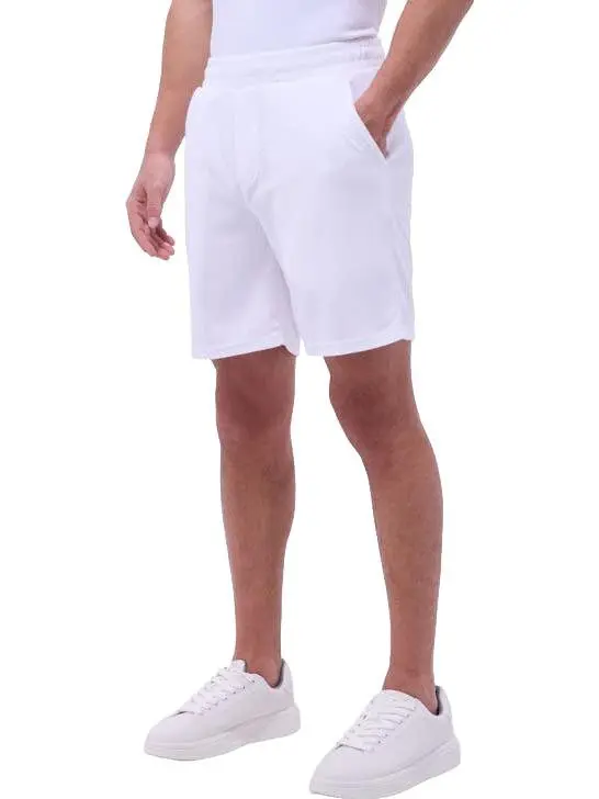 Bugatchi Cotton Blend French Terry Drawstring Shorts - White