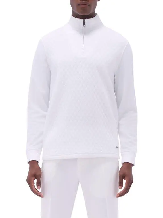 Bugatchi Quilted Quarter Zip Pullover - Chalk
