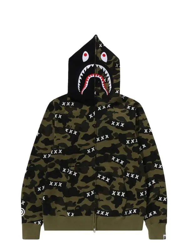 BAPE X God Selection Xxx Shark Full Zip Hoodie - Green