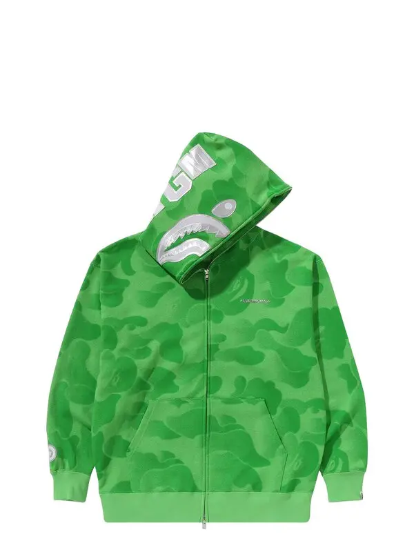 BAPE Ink Camo Shark Zip Hoodie - Green