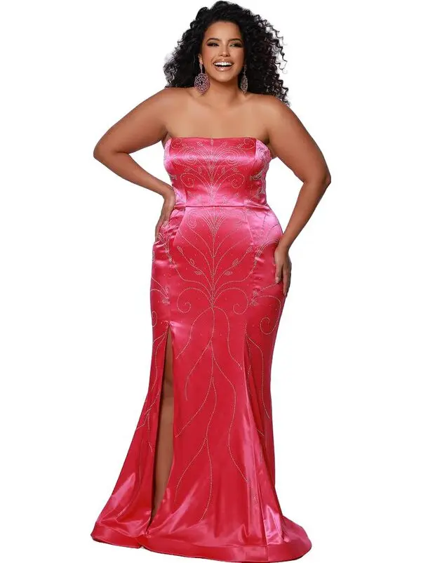 SYDNEY'S CLOSET Strapless Evening Gown - Fuchsia