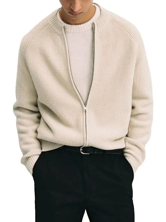 Mango Zip-up Cardigan - Sand