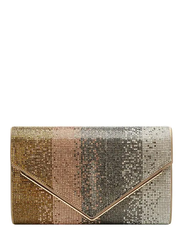 RAFE Candy Striped Rhinestone Envelope Clutch - Gold / Bronze