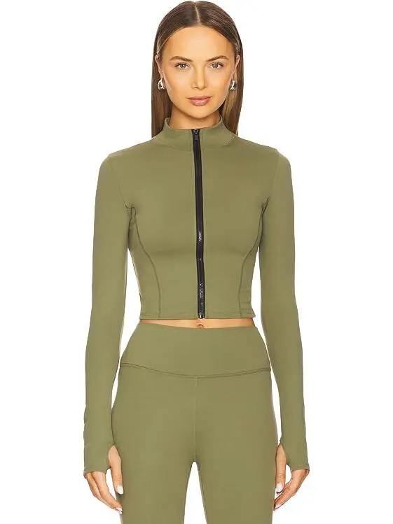 WeWoreWhat Cropped Active Zip-up - Olive