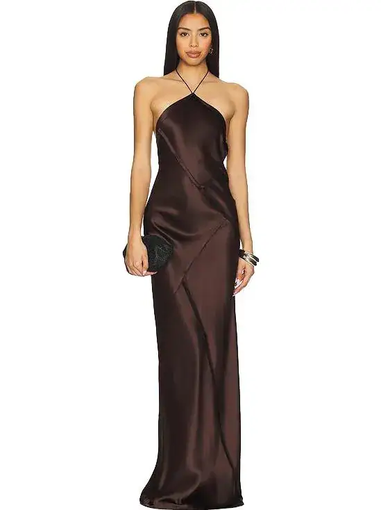 Women's High Neck Satin Dresses