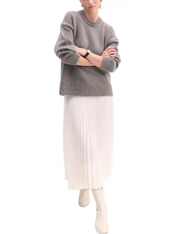 Co Pleated Skirt With Elastic Waistband - Ivory