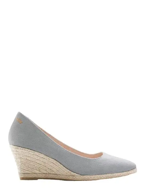 VISCATA Roses U-cut Canvas Espadrille Wedges - Ash Grey