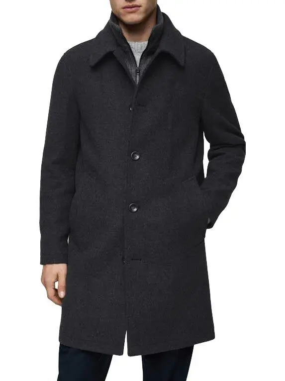 Mango Wool-blend Coat With Removable Bib - Charcoal