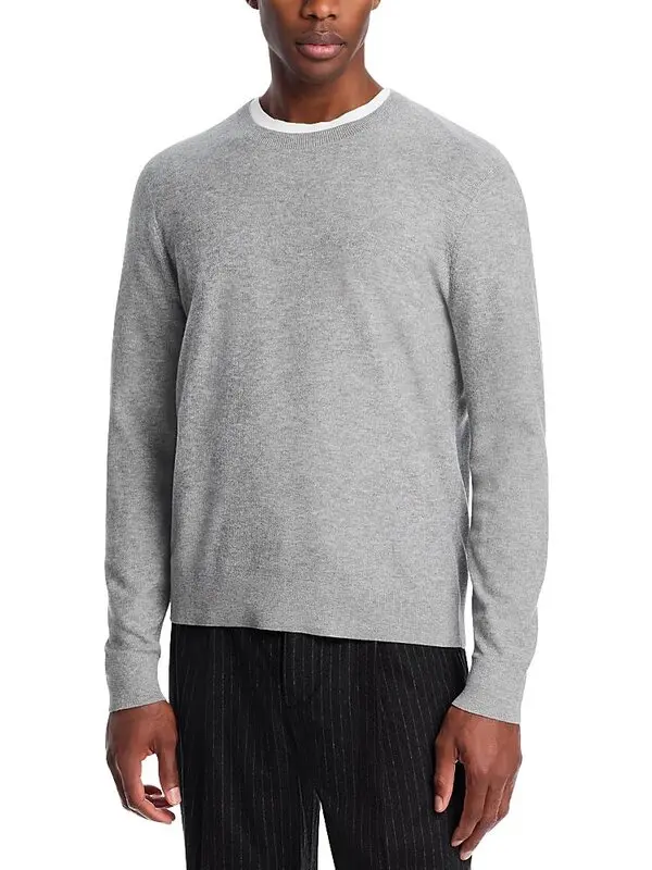 Theory Riland Crew Grid Sweater - Melange Gray
