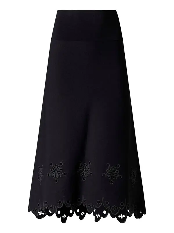 Altuzarra Melly Scallop Cutout Floral Maxi Skirt - Black