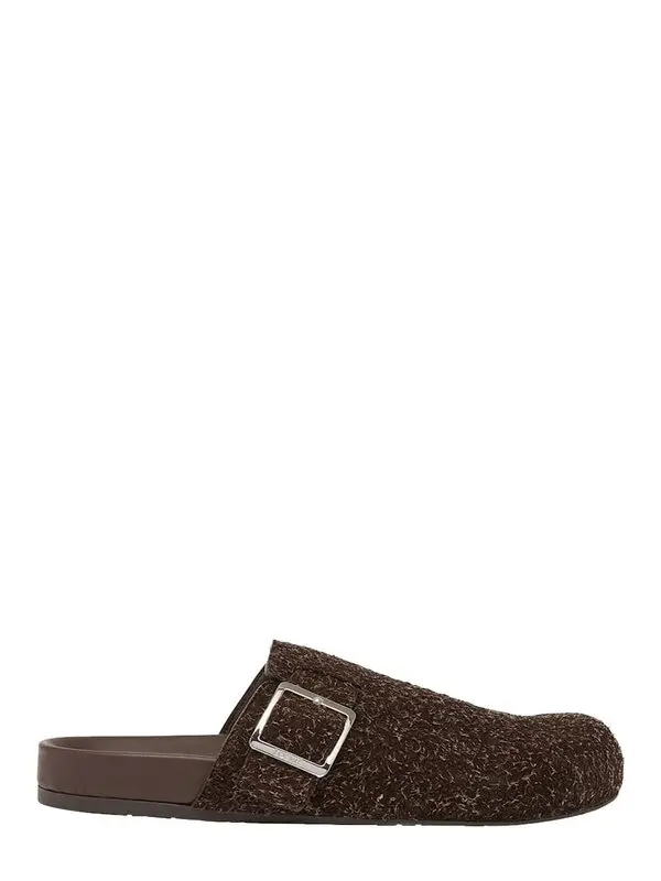 Loewe Ease Brushed Suede Buckle Mules - Dark Brown