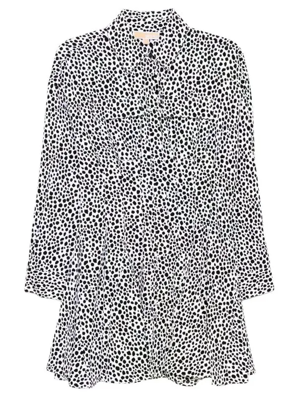 Michael Kors Printed Pleated Shirt Dress - White