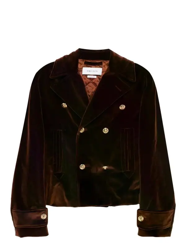 Alexander McQueen Double-breasted Velvet Jacket - Brown