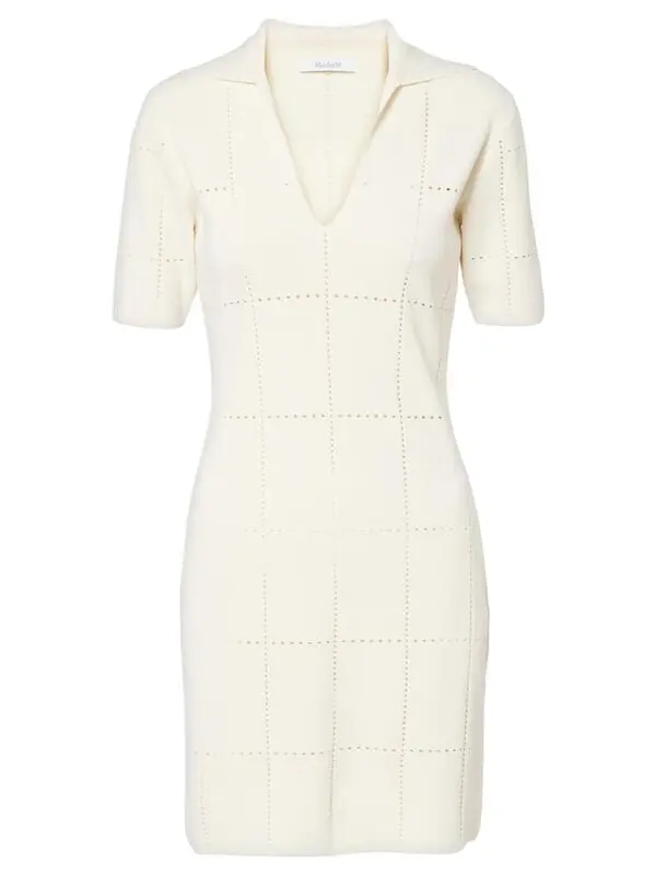 Max Mara Olivi Perforated Mini Dress - White
