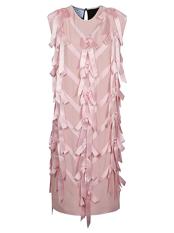 Prada Sablé Embroidered Dress - White