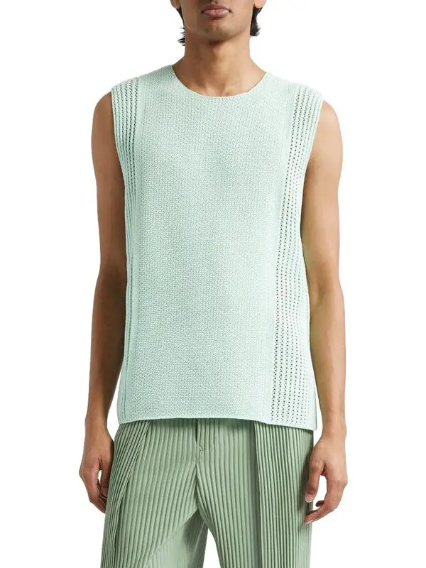 Issey Miyake Rustic Knit Sleeveless Top - Mint Green