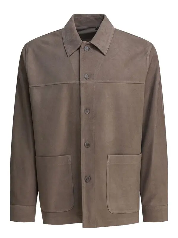 Vince Suede Leather Jacket - Grey