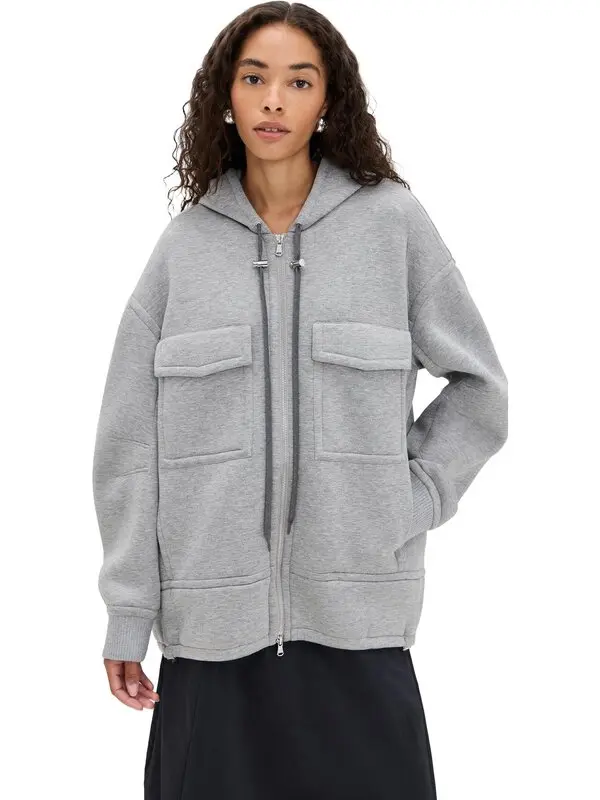Tibi Techy Viscose Hoodie - Heather Grey