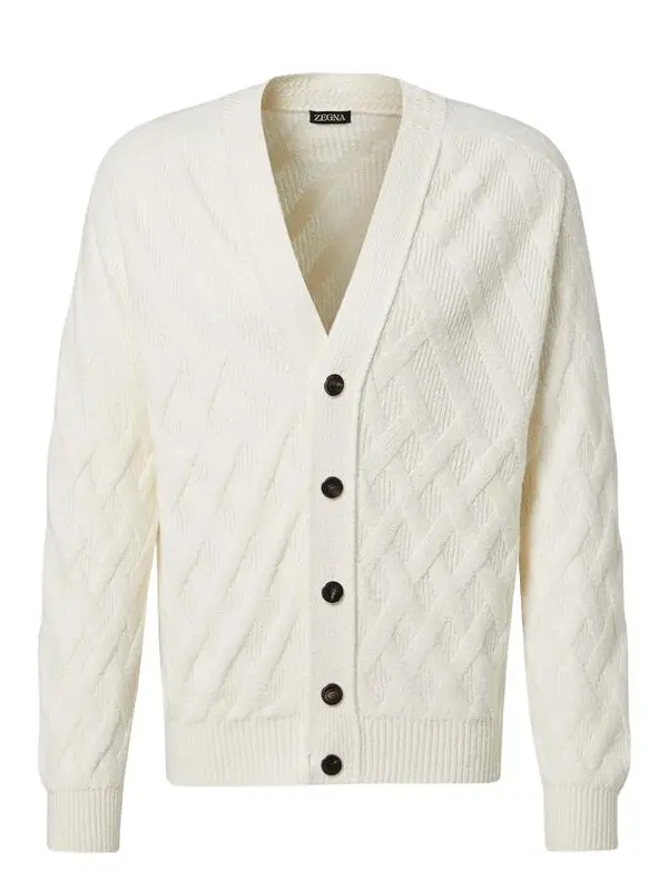Zegna Ribbed-knit Cotton Cardigan - White