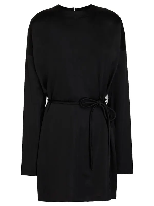 Nanushka Belted Satin Mini Dress - Black