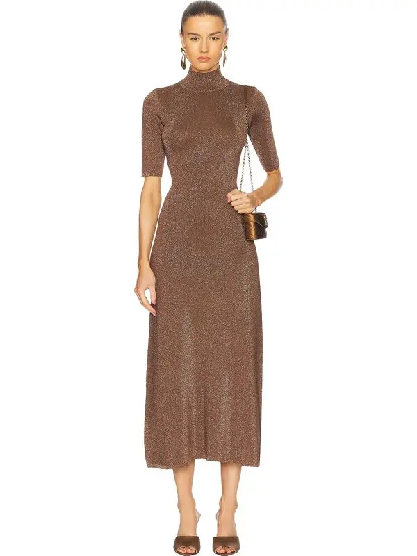 Retrofete Maribel Knit Dress - Metallic Pecan