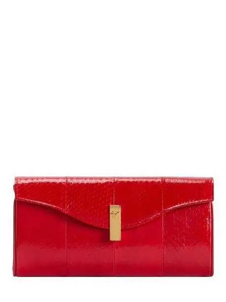 GIUSEPPE ZANOTTI Flutie Snakeskin Clutch - Red