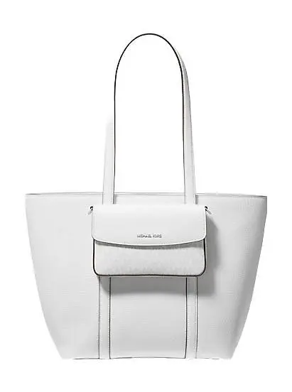 Michael Kors Jet Set Large Pebbled Leather Tote Bag - White