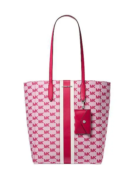 Michael Kors Vincent Large Logo Jacquard Tote Bag With Card Case - Red