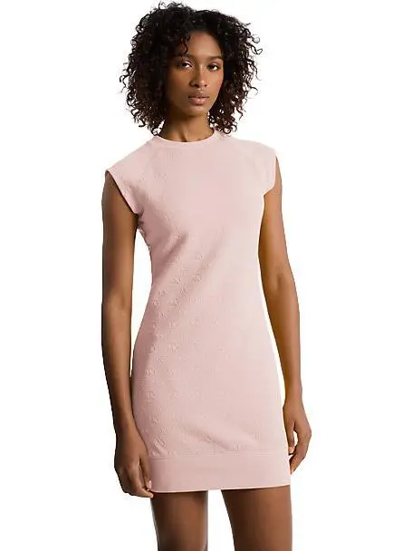 Michael Kors Raglan Sleeve Logo Jacquard Sweater Dress - Pink