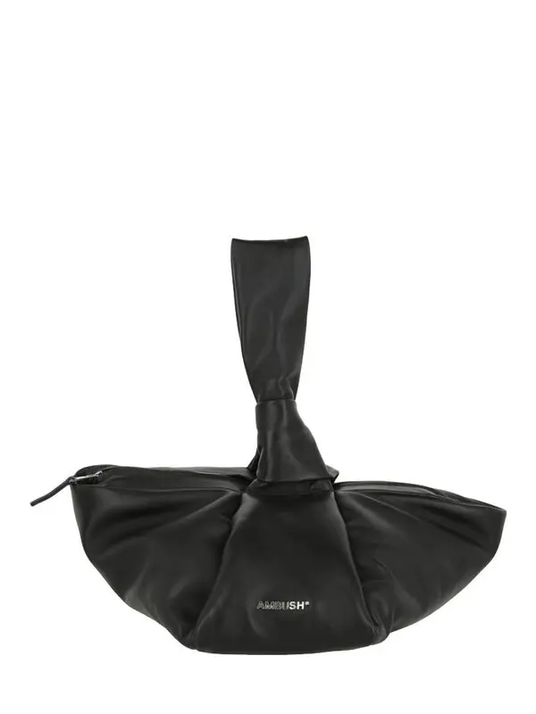 AMBUSH Twist Top Leather Clutch - Black