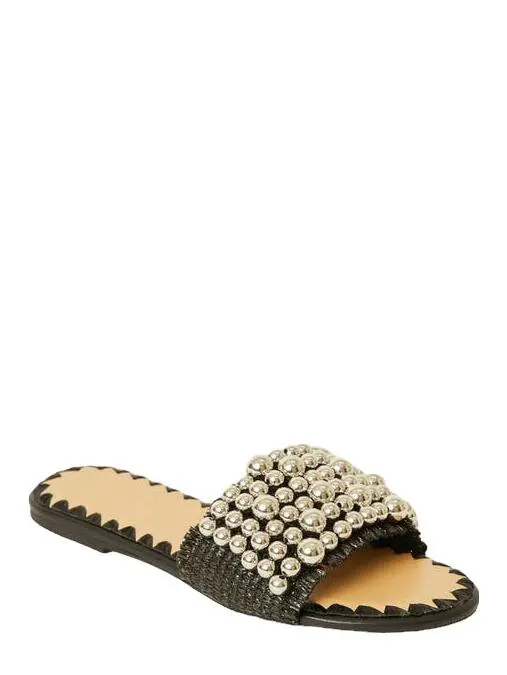BTB LOS ANGELES Milos Pearl Slides - Black Silver