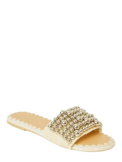 BTB LOS ANGELES Milos Pearl Slides - Cream Silver