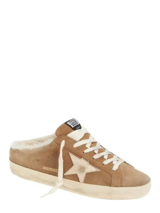 Golden Goose Super-star Sabot Shearling-lined Mule Sneakers - Camel/ Gold