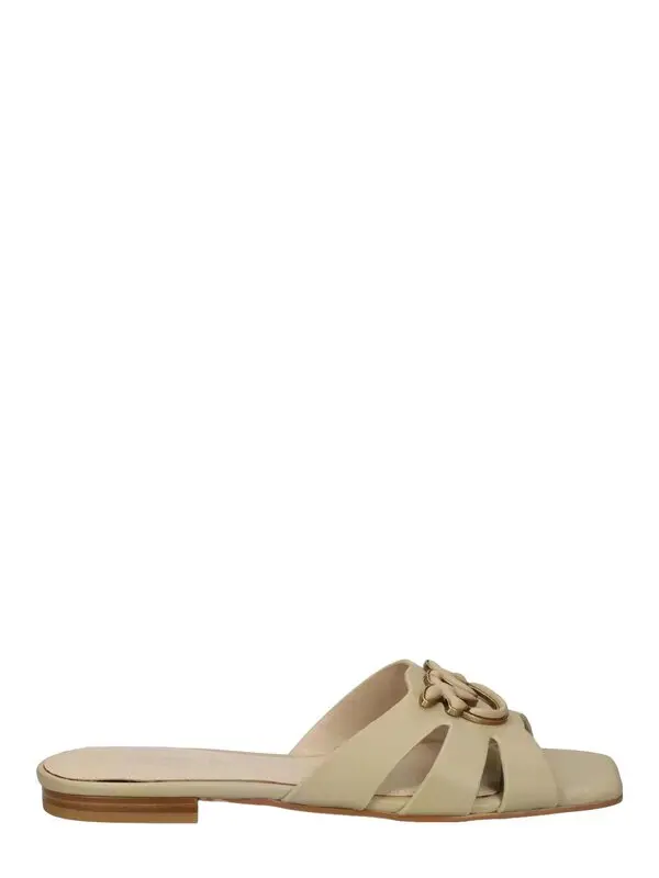 Pinko Marli Leather Slides - Grey